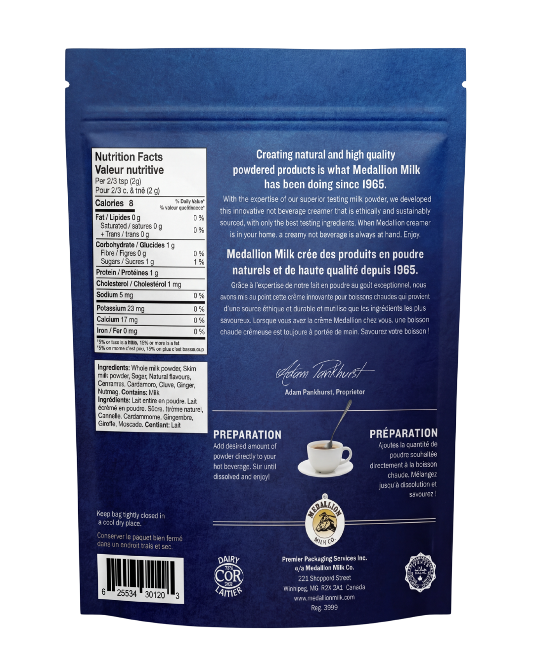 French Vanilla Coffee Creamer 12 x 500g – Medallion Milk